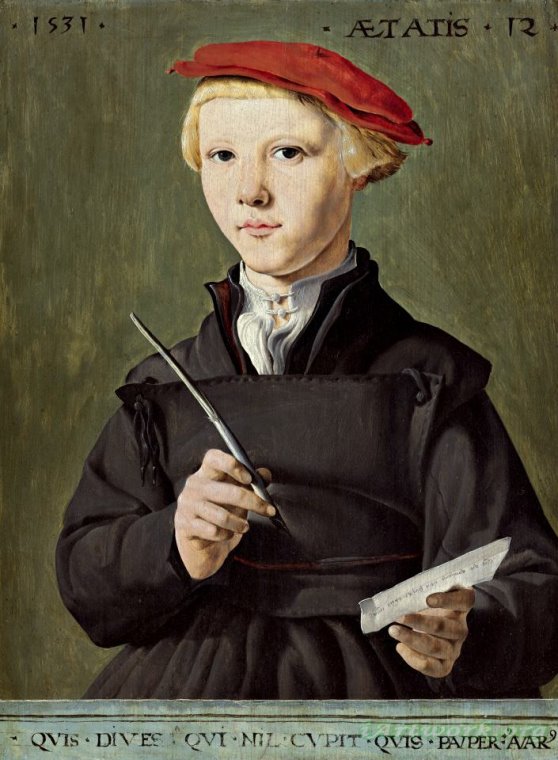 Jan Van Scorel Schoorl Portrait of a Young Scholar Painting - iArtWork.org
